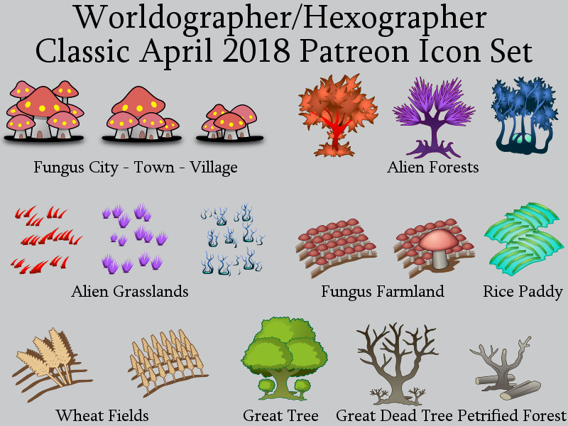 Hexographer/Worldographer Classic Icons Patreon Preview: Vegetation ...