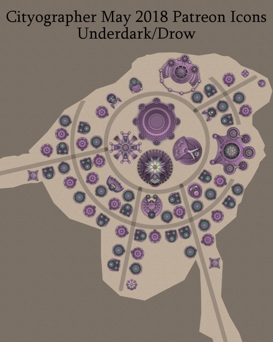 May’s Underdark/Drow City Map Patreon Icons Preview – Inkwell Ideas