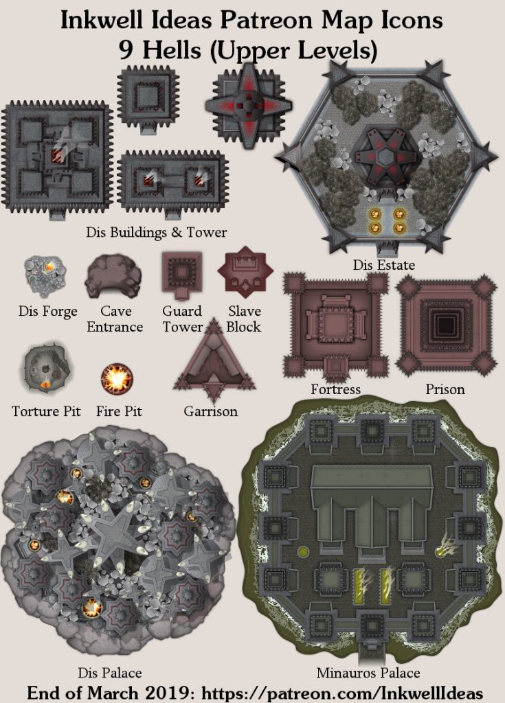 9 Hells (Upper Levels) City Map Icons Preview – Inkwell Ideas