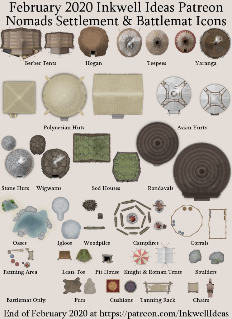 Nomadic Tribes Map Icons Previews – Inkwell Ideas