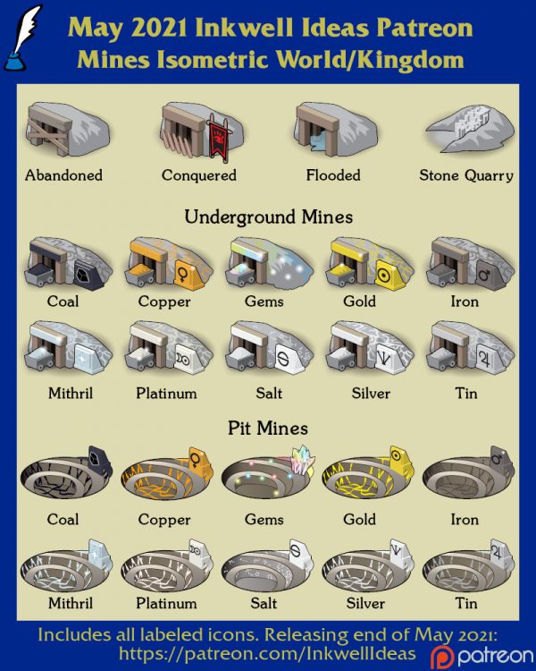 Isometric World/Kingdom Mine Map Icons – Inkwell Ideas