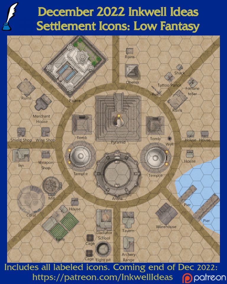 Low Fantasy Battlemat & Settlement Patreon Map Icons Preview – Inkwell ...