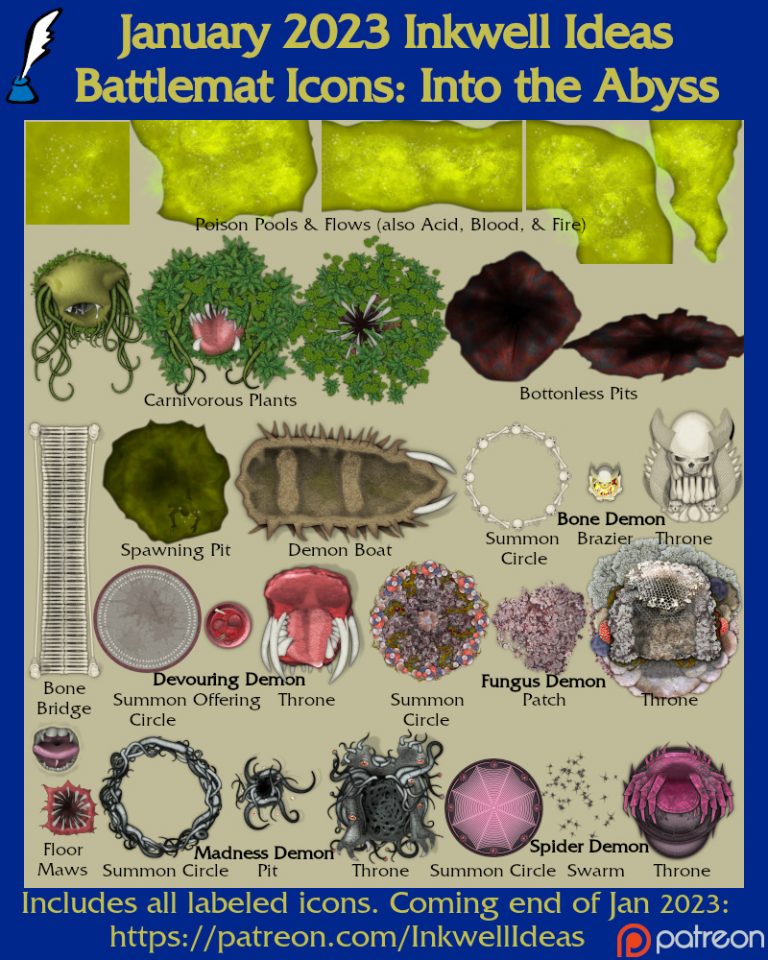 Into the Abyss Map Icons Previews – Inkwell Ideas
