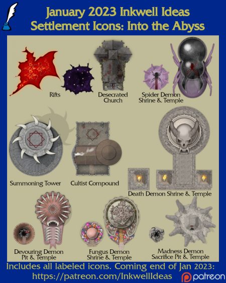 Into the Abyss Map Icons Previews – Inkwell Ideas
