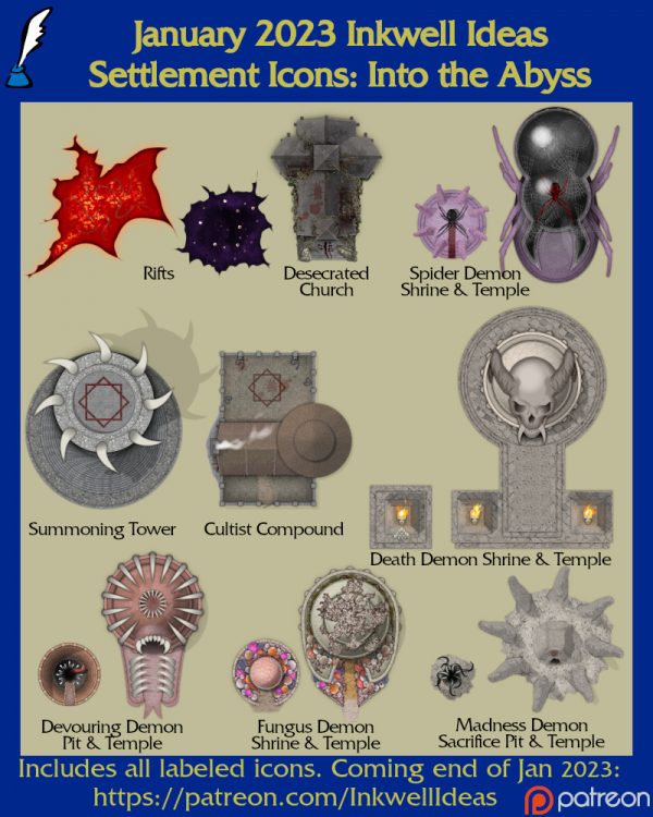 Into the Abyss Map Icons Previews – Inkwell Ideas