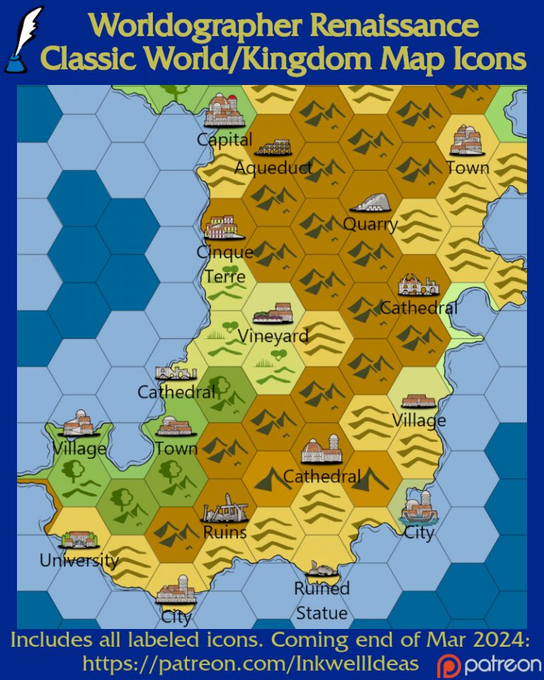 Renaissance Classic World/Kingdom Map Icons Preview – Inkwell Ideas