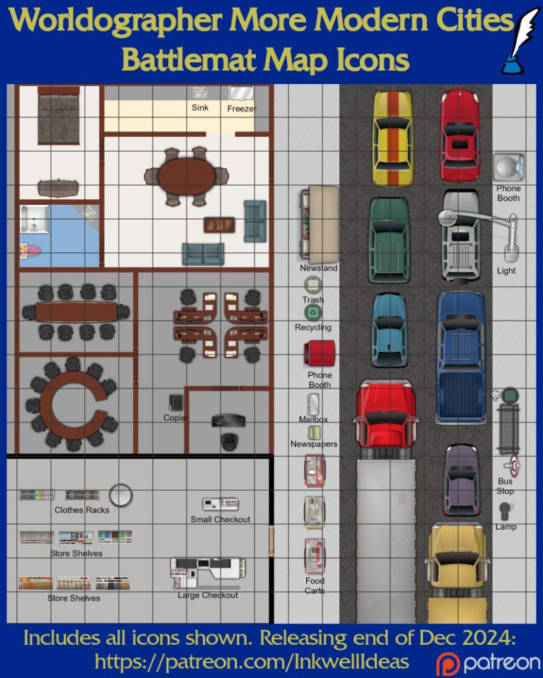 More Modern Cities Battlemat Icons Preview – Inkwell Ideas