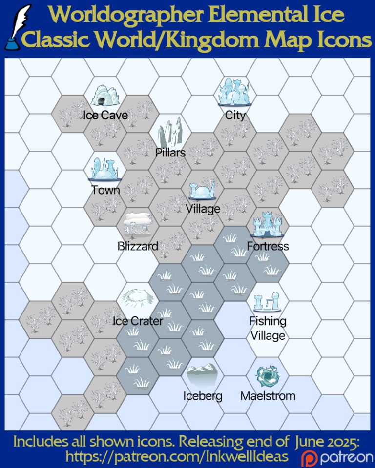 Elemental Ice Region Map Icons Preview – Inkwell Ideas