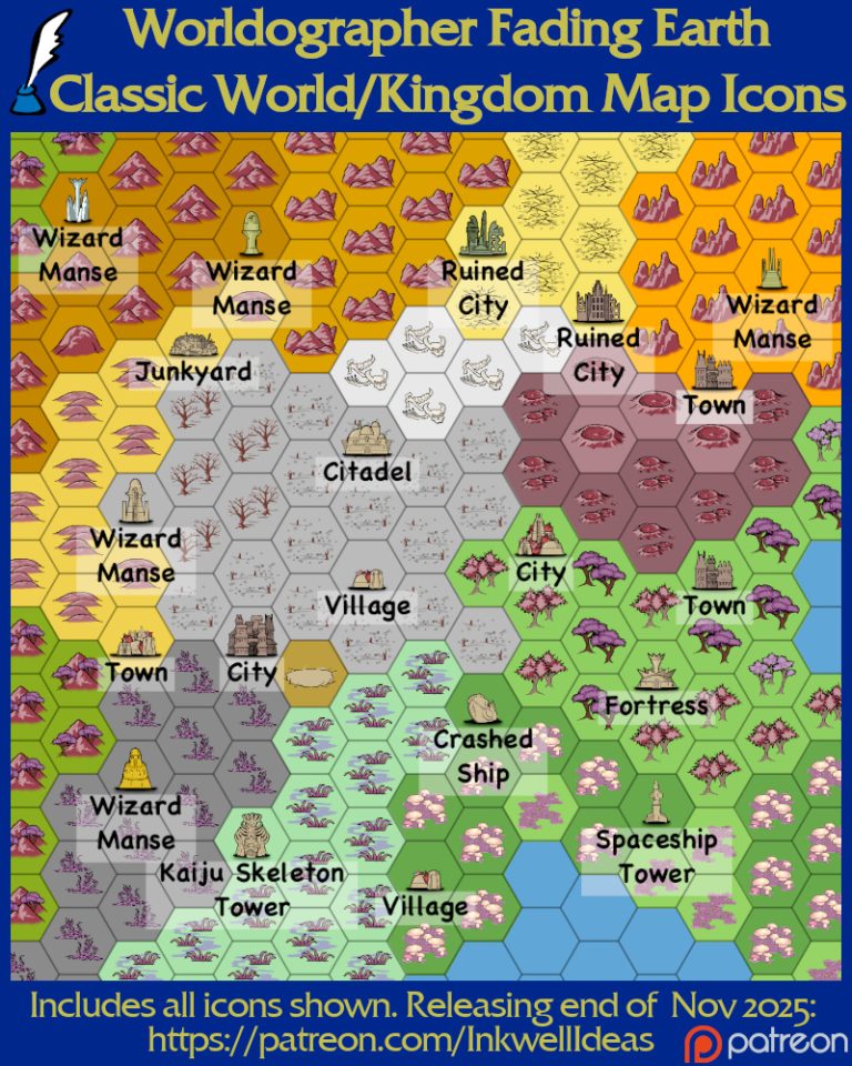Fading Earth Classic World/Kingdom Map Icons Preview – Inkwell Ideas